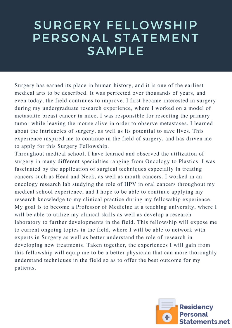 How To Make A Hand Surgery Fellowship Personal Statement Outstanding