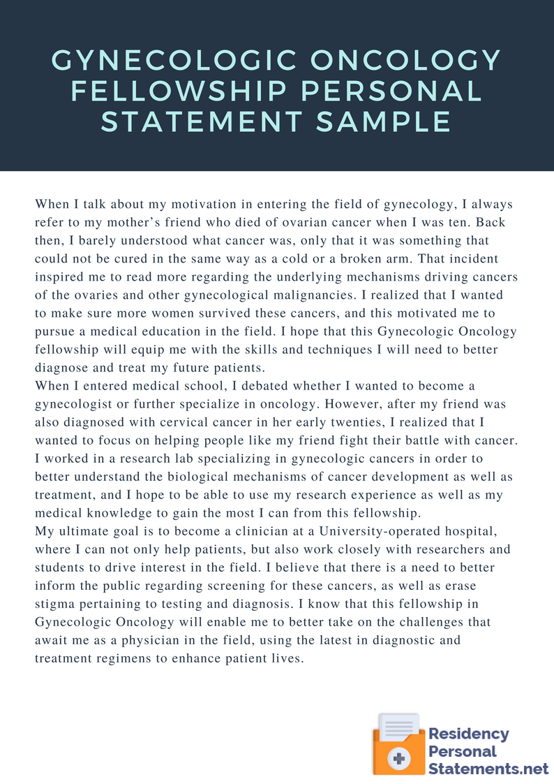 How To Write A Gynecologic Oncology Fellowship Personal Statement