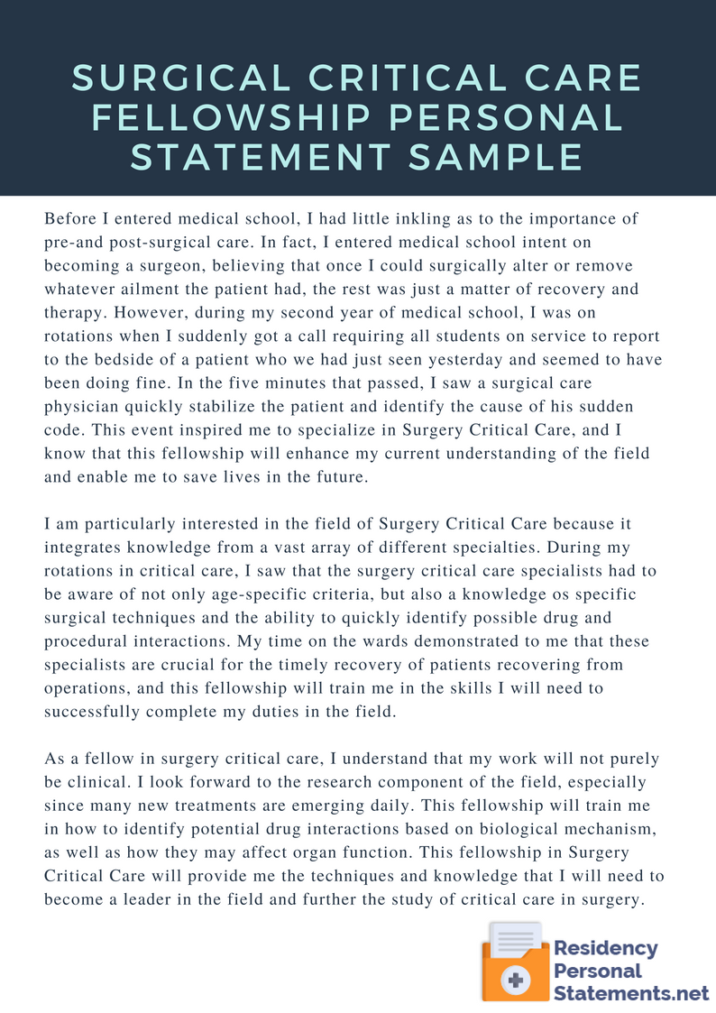 How To Write A Surgical Critical Care Fellowship Personal Statement