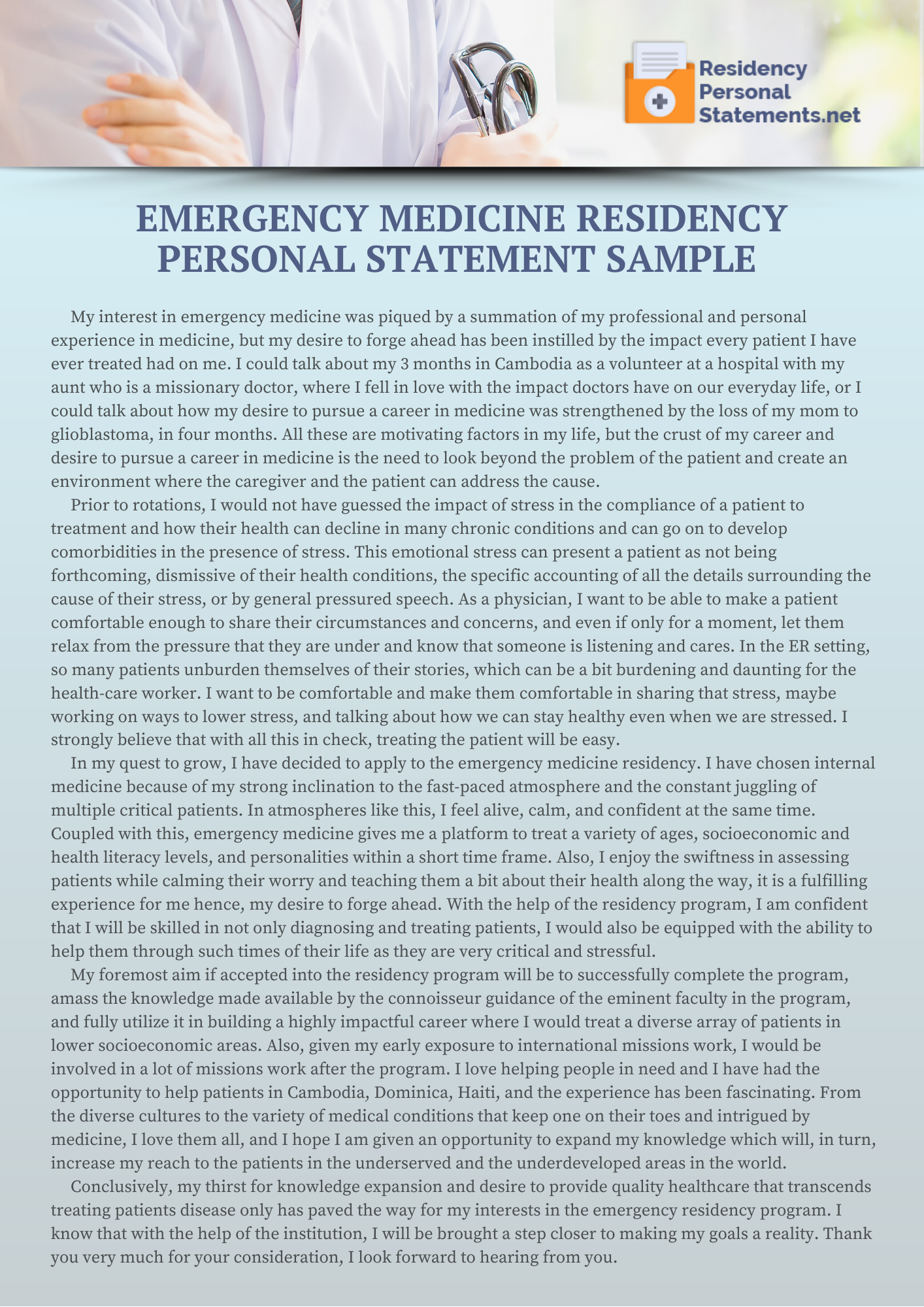 Emergency Medicine Personal Statement Expert Writing Help