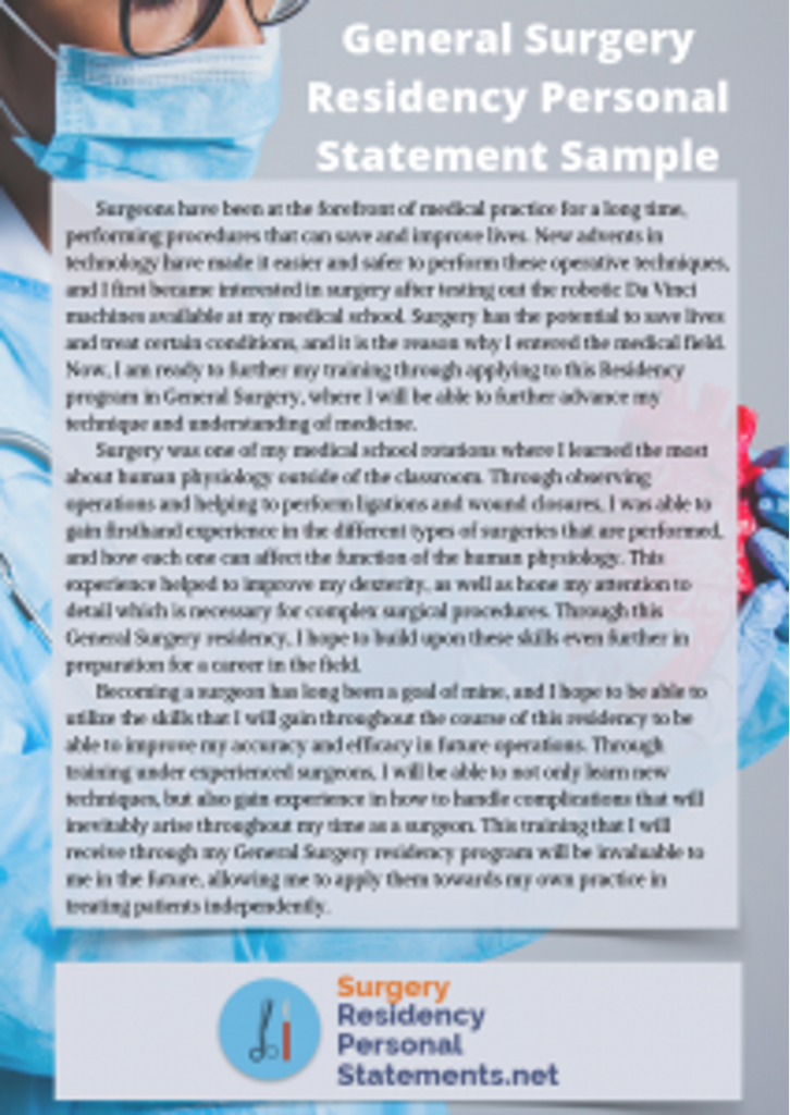General Surgery Personal Statement Writing Help