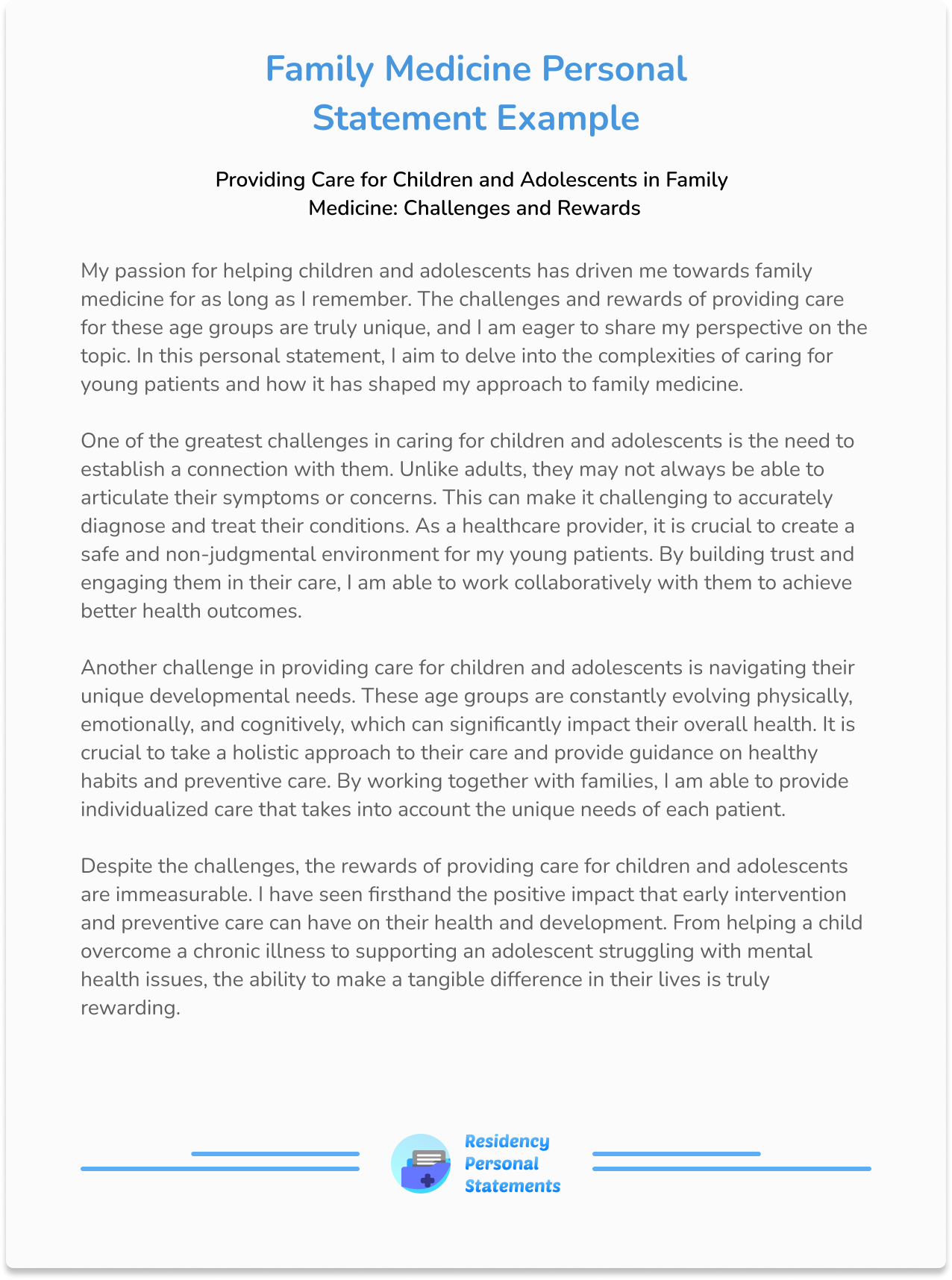 Family Medicine Residency Personal Statement Samples Help