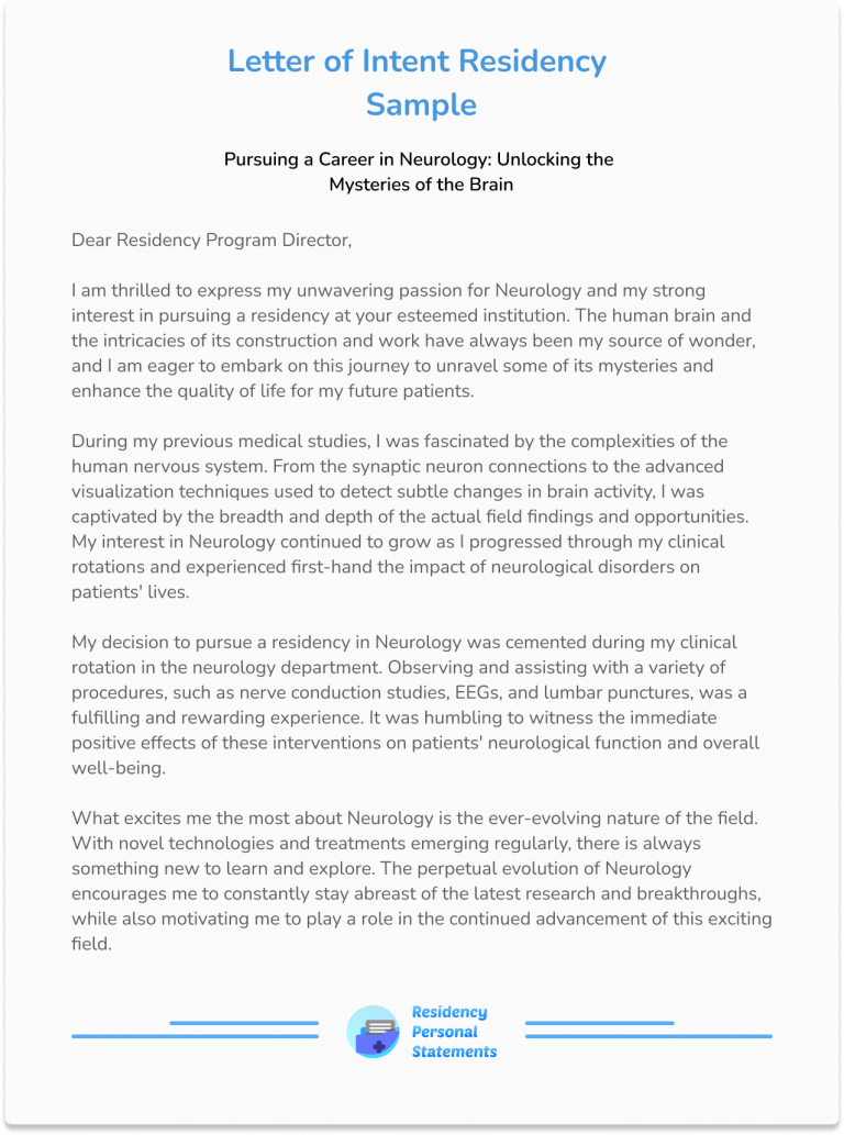Writing Letter of Intent Residency Docs With 0% Plagiarism