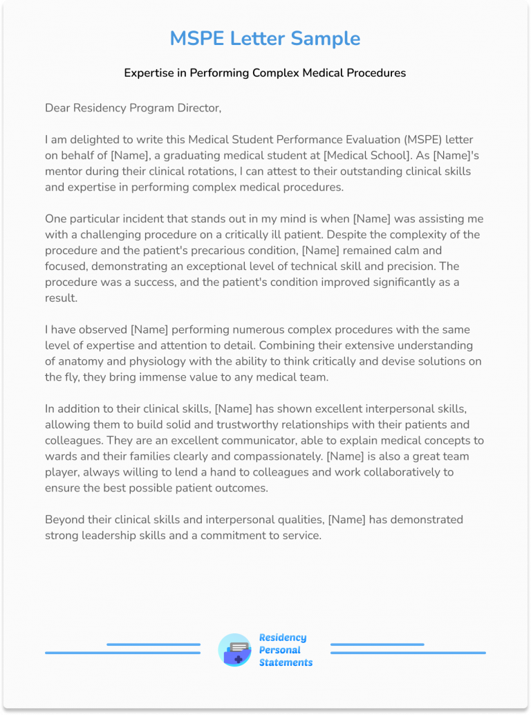 Medical Student Performance Evaluation – MSPE Letter Writing