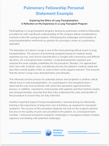 How to Write a Good Pulmonary Fellowship Personal Statement