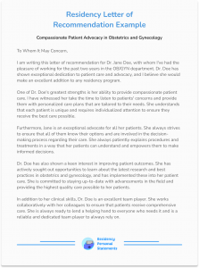 Residency Letter of Recommendation Writing Help