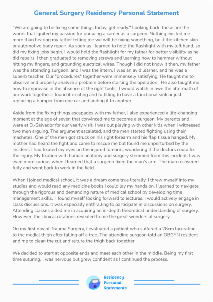 Surgery Residency Personal Statement Writing for Success