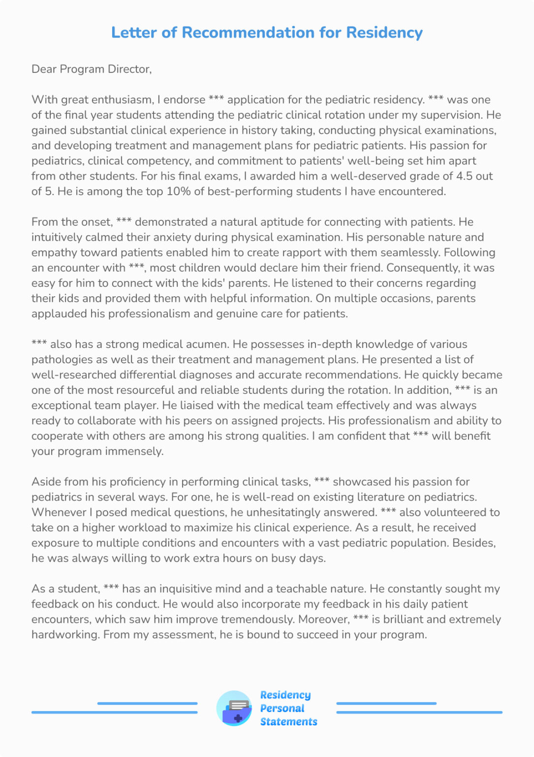 Residency Letter of Recommendation Writing Help