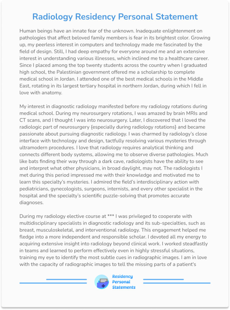 Interventional Radiology Residency Personal Statement Writing