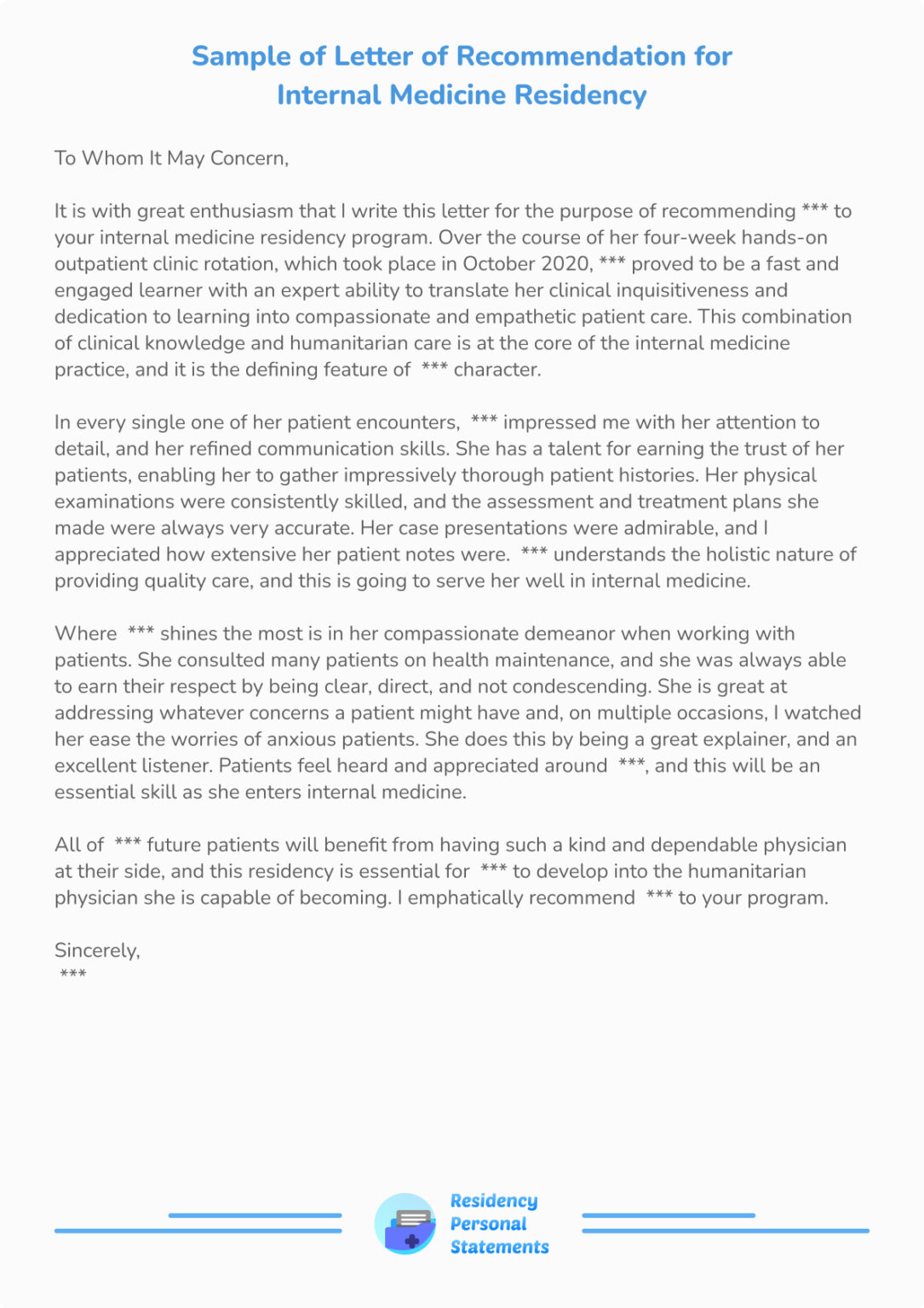 Impressive Internal Medicine Letter of Recommendation Sample