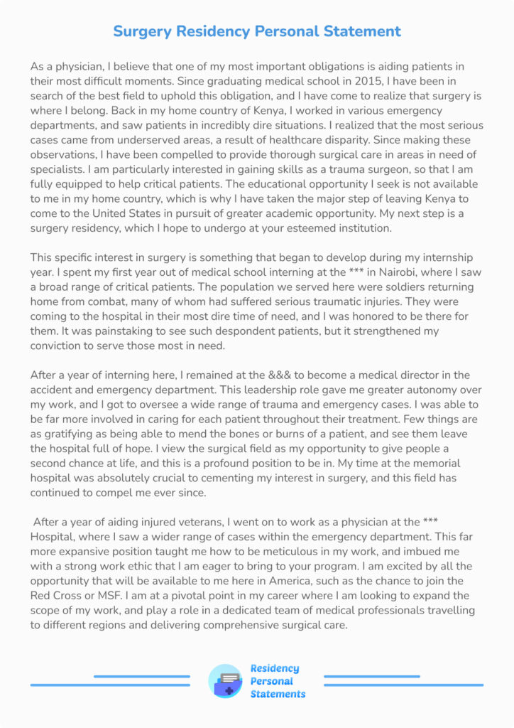 Surgery Residency Personal Statement Writing for Success