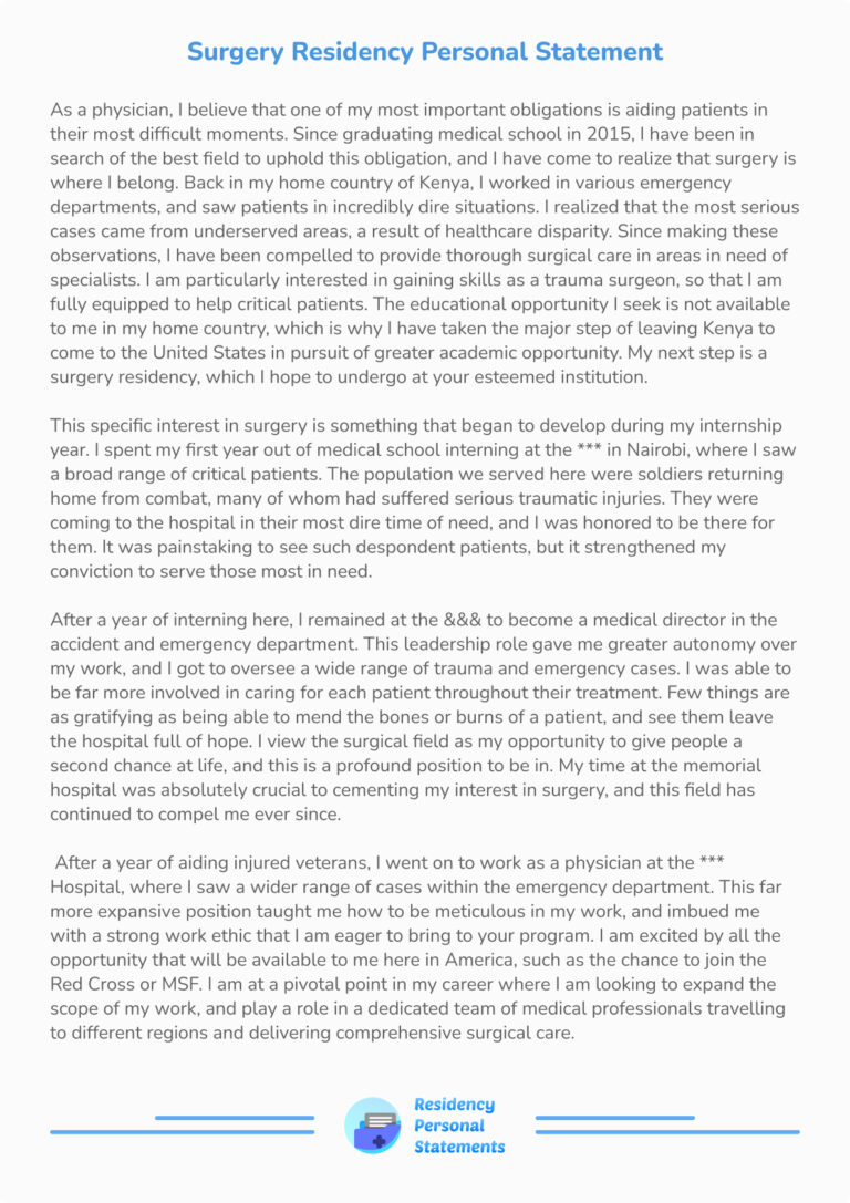 Surgery Residency Personal Statement Writing for Success